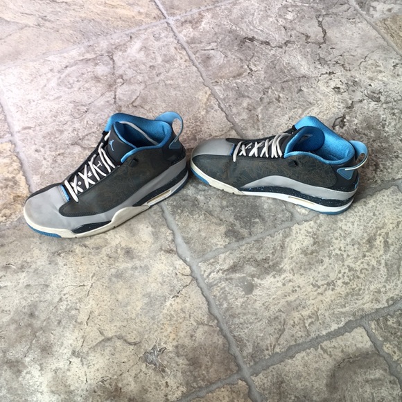 Jordan | Shoes | Light Dark Gray With Blue Jordan Dubs With Laces ...